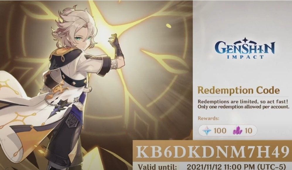 Genshin Impact redeem codes to get free 300 Primogems today (12 November)