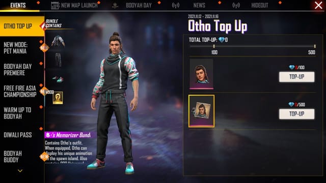 Free Fire Otho top-up event: Get new character and bundle for free