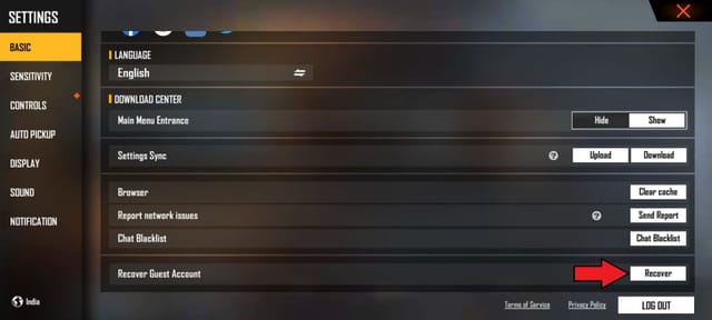 How to recover lost guest account in Garena Free Fire
