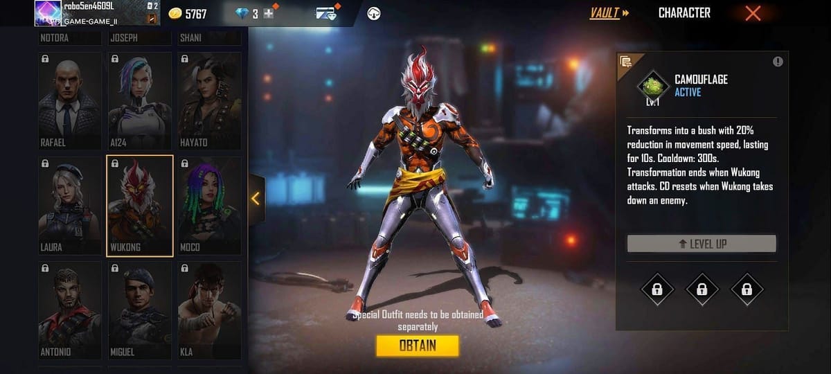 5 best Free Fire active skill characters in May 2022