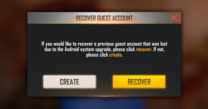 How to recover lost guest account in Garena Free Fire