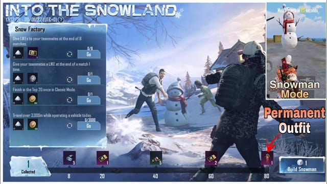 How to build a snowman in BGMI to get a legendary outfit for free