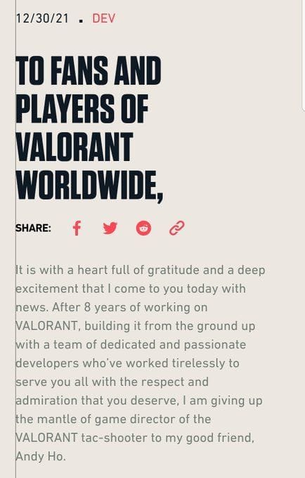 Joe Ziegler will be stepping down as Valorant’s Game Director, Andy Ho ...