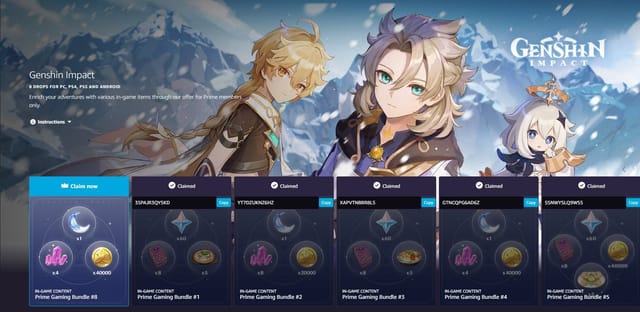 How to claim Genshin Impact x Prime Gaming bundle rewards (December 2021)