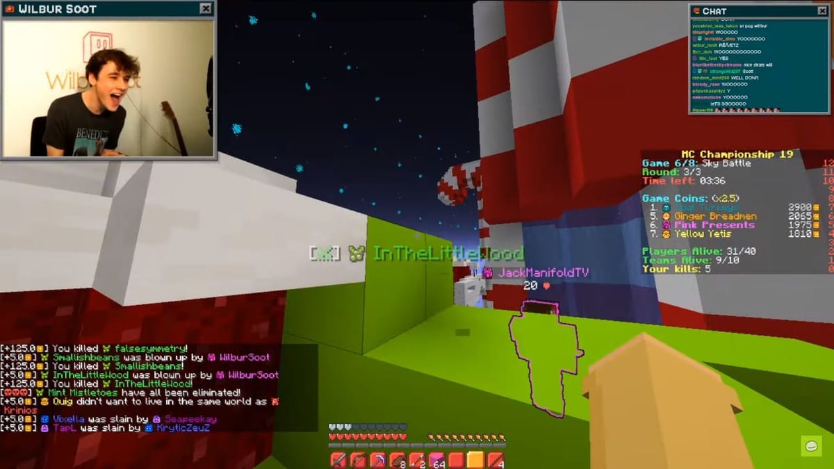 Minecraft streamer Wilbur Soot aces MCC Sky Battle game