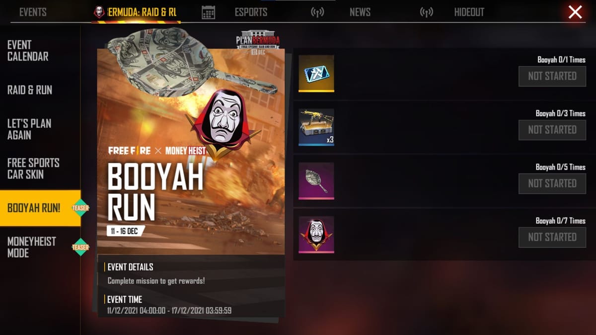 How to get free Money Heist avatar and Pan skin in Garena Free Fire