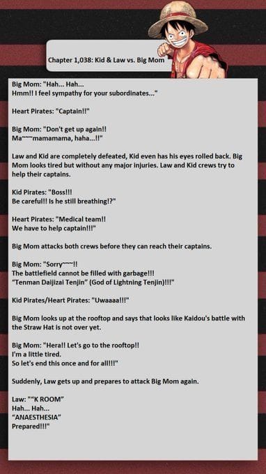 One Piece Chapter 1038 full-length text spoilers details