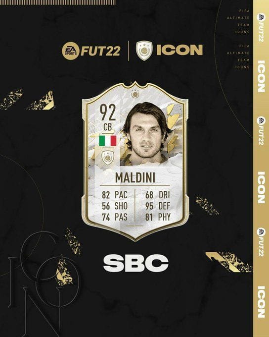 FIFA 22 Ultimate Team SBC: Paolo Maldini Mid Icon card