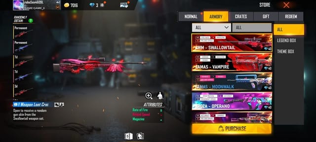 How to unlock Free Fire legendary gun skins in 2022