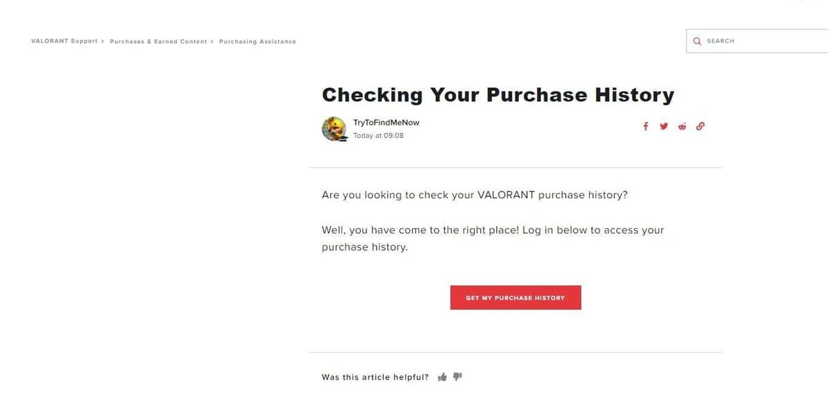 How to check purchase history in Valorant?