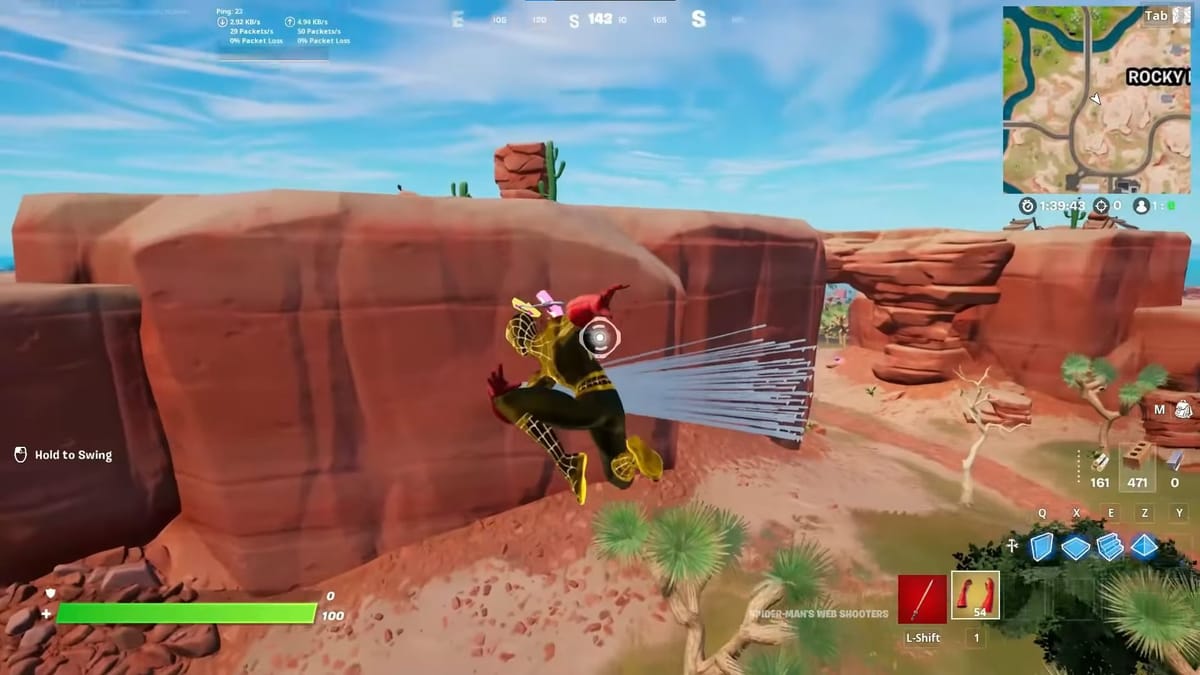 Fortnite YouTuber actually builds a spider's web using Spider-Man Mythic
