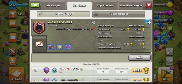 What are the top 3 Clans in Clash of Clans?