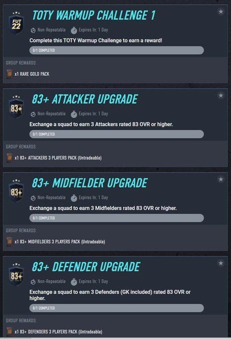 FIFA 22 Ultimate Team SBC: How to complete the TOTY Warmup Challenge 1 SBC in FUT 22