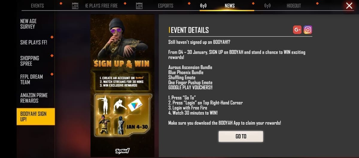How to get free One Finger Pushup emote in Garena Free Fire this week