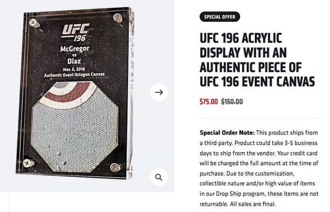 UFC News: UFC is selling framed pieces of canvas from some of its ...