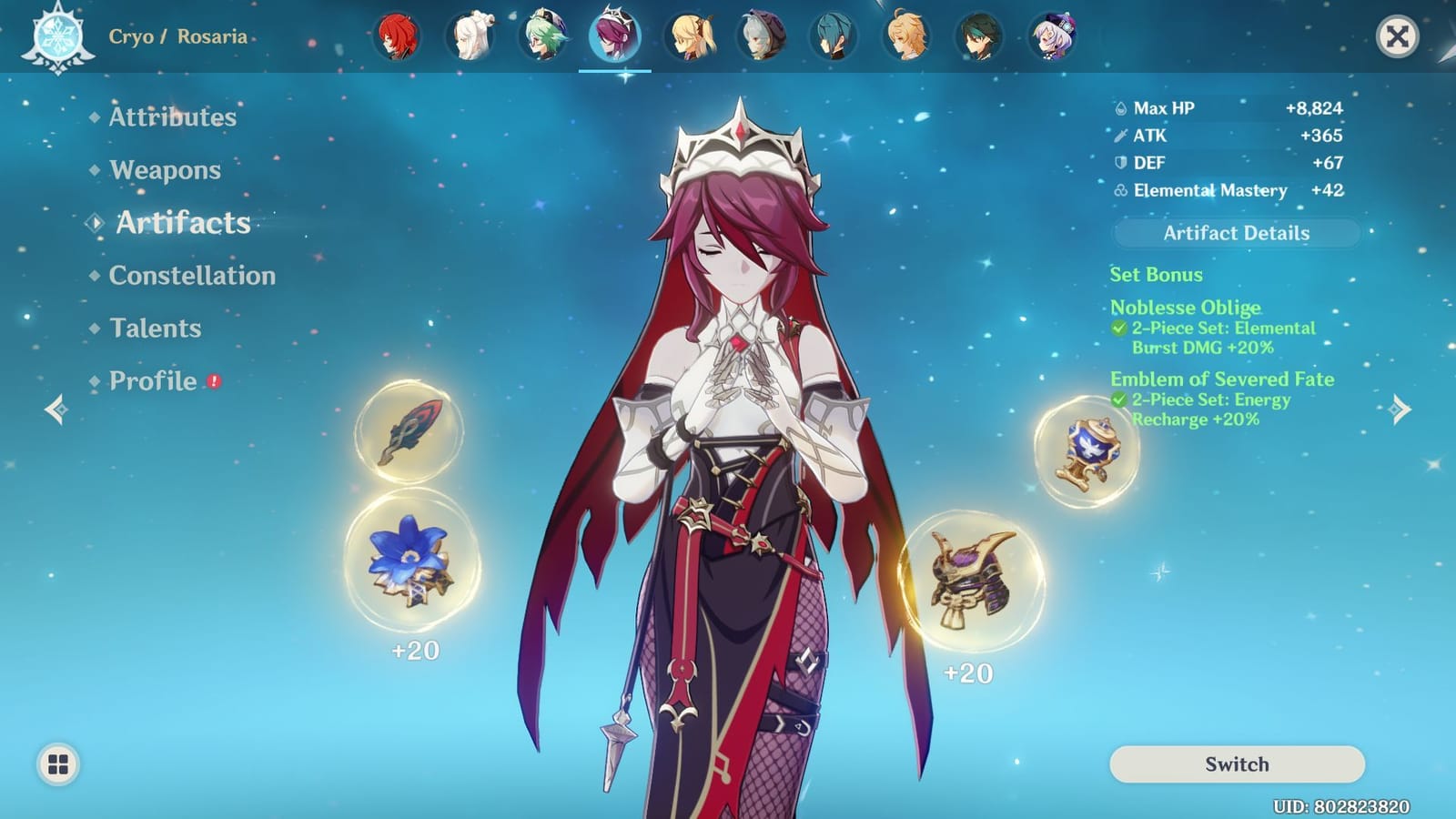 Rosaria build guide for Genshin Impact: Best artifacts, stats priority ...