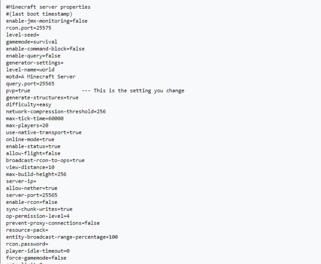 How to turn PvP off in a Minecraft server