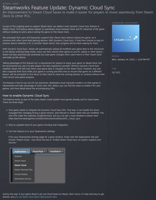 How will Steam Deck’s Dynamic Cloud Sync feature work?