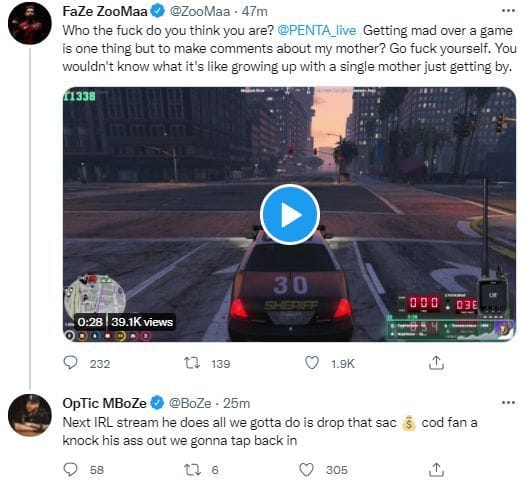 GTA RP on Twitch turns ugly as streamer accuses OpTic MBoZe of setting up real-life ‘hit’ on him