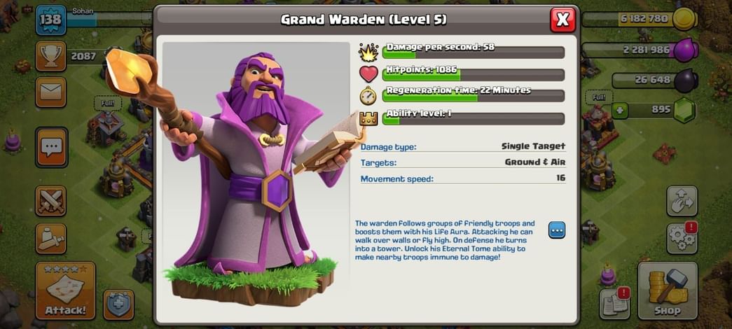 Grand Warden in Clash of Clans: How to unlock, HP, damage type and more