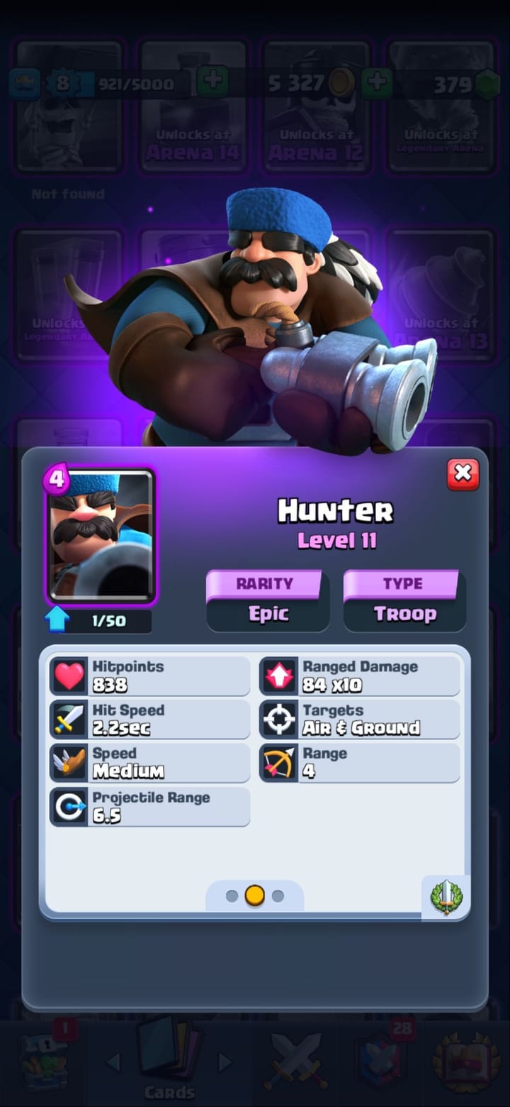 How to unlock Hunter in Clash Royale?