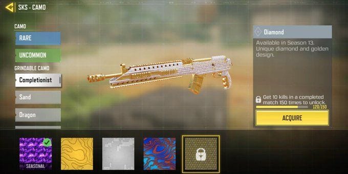 COD Mobile completionist Diamond camo