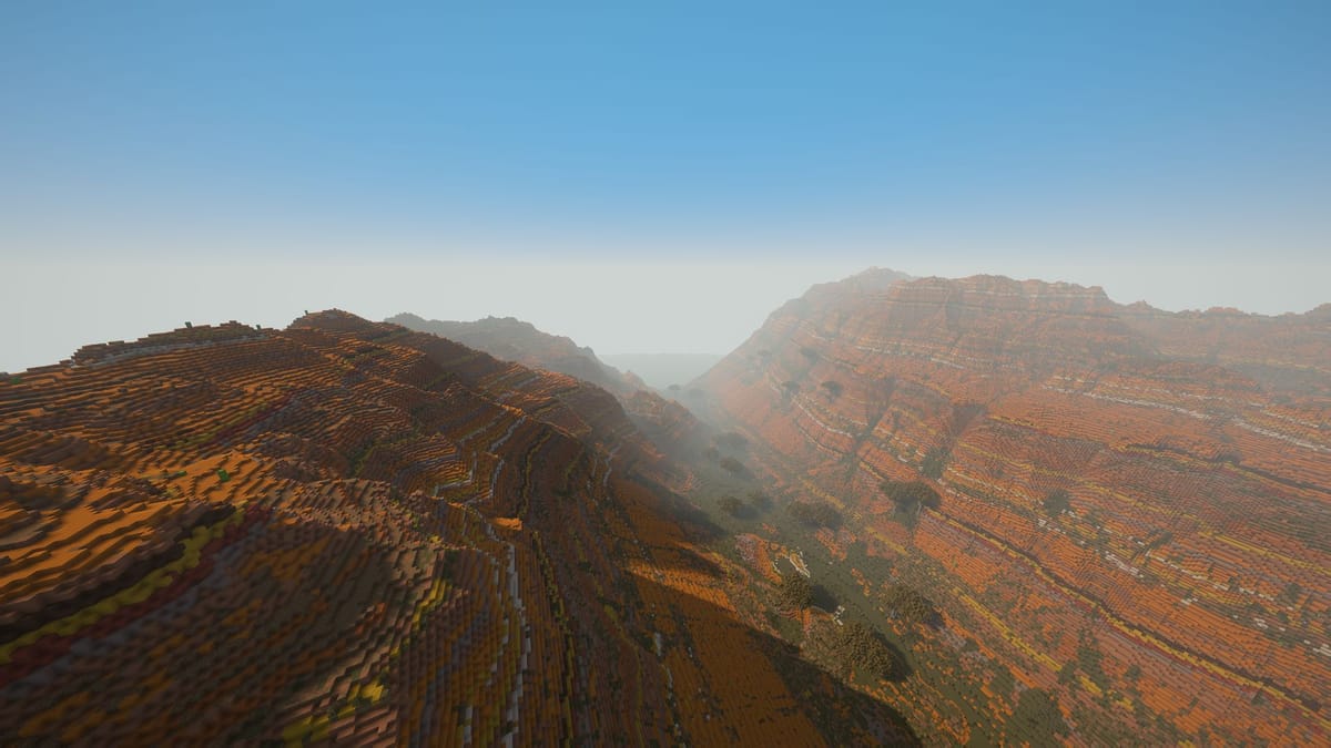 Minecraft player creates detailed custom mesa terrain