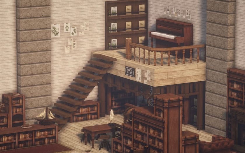 Minecraft Redditor showcased a vintage library interior in the game