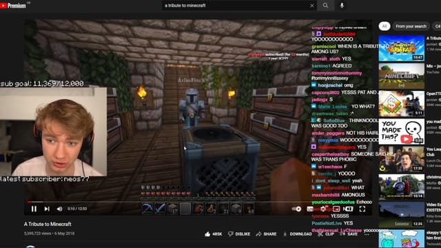 Minecraft star TommyInnit praises his favorite YouTuber