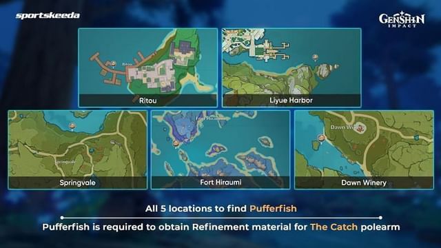 Genshin Impact fishing locations for unlocking The Catch polearm