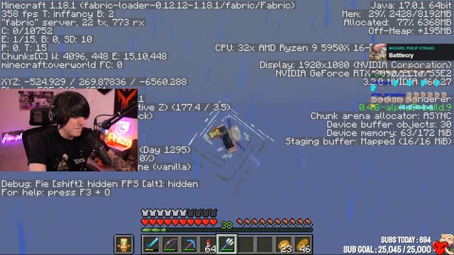 Minecraft streamer Ph1LzA flies superfast with trident on Origins SMP