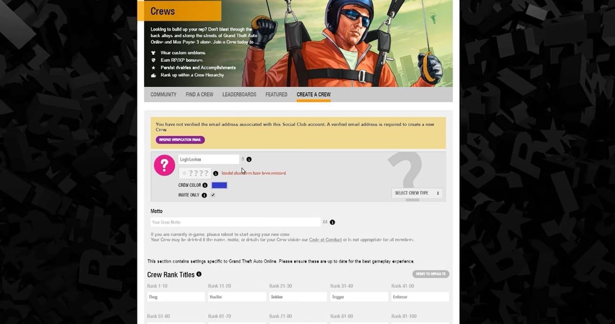 Step-by-step guide on making a crew in GTA Online in 2022