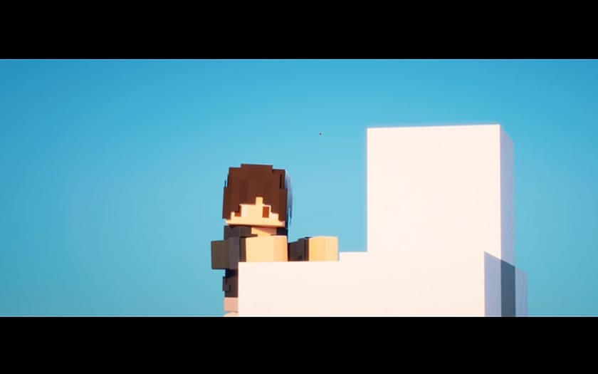 Minecraft player creates a beautiful mountain climbing animation