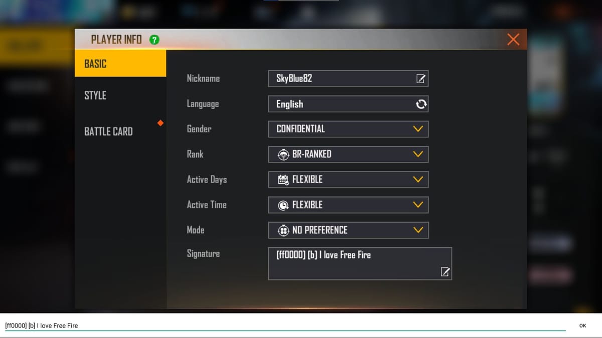 How to add colourful text in Free Fire ID signature: Colour codes and ...