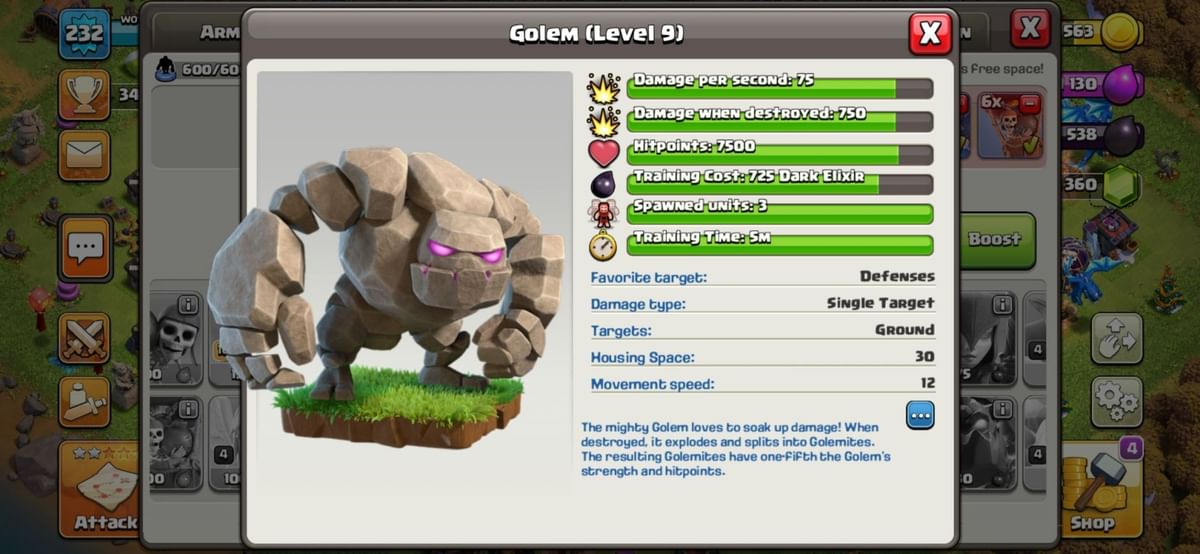 How to unlock Golem in Clash of Clans?