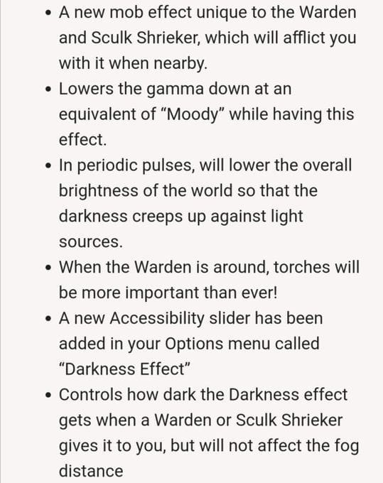 Darkness effect in Minecraft 1.19 update