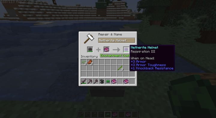Different levels of the respiration enchantment in Minecraft