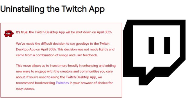 Twitch announces their desktop app will be shutting down