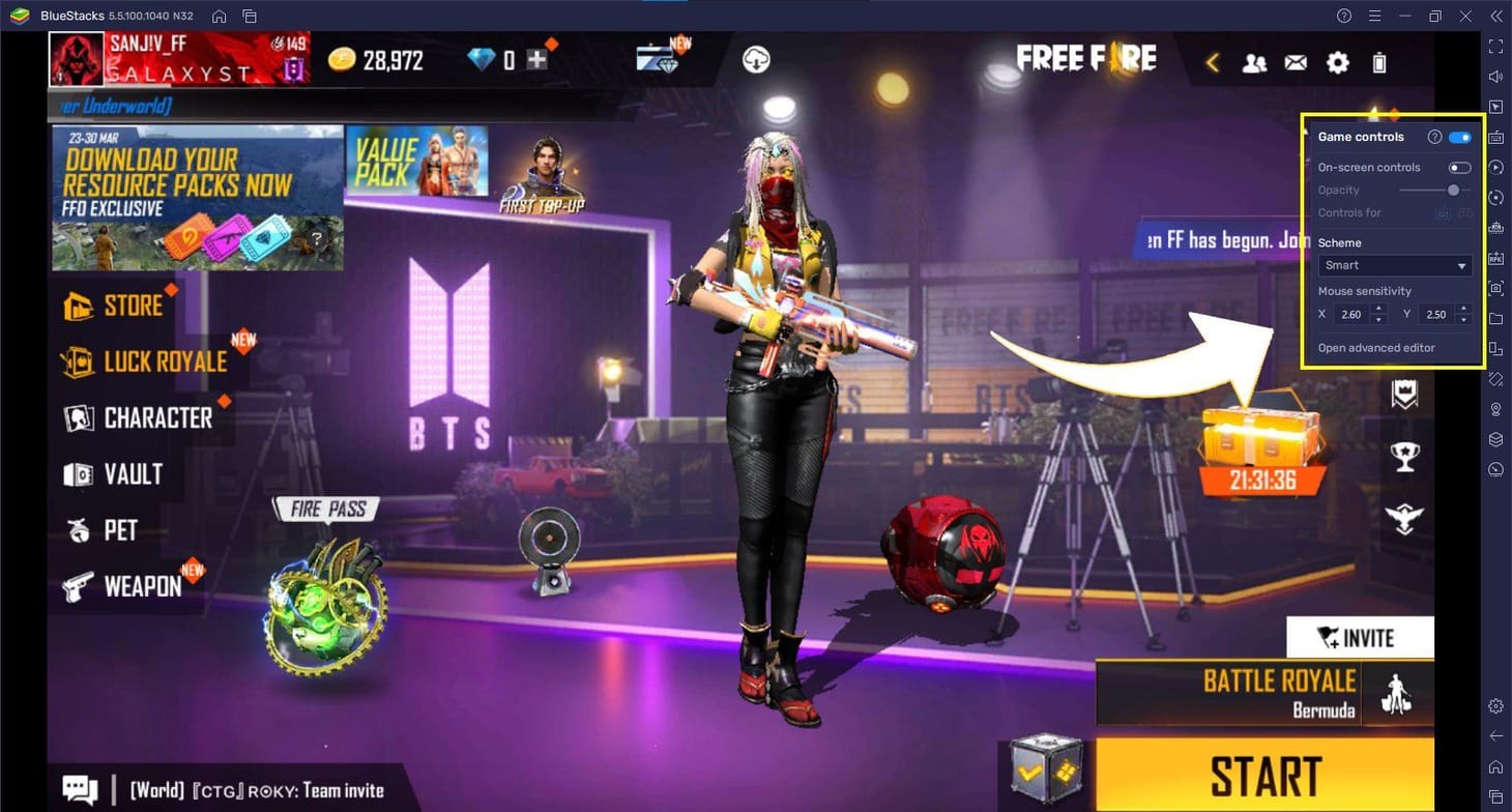 Best Free Fire sensitivity settings for Bluestacks