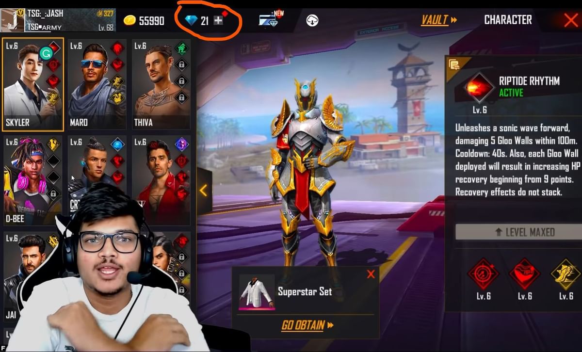 TSG Jash spends all his diamonds after the Free Fire ban