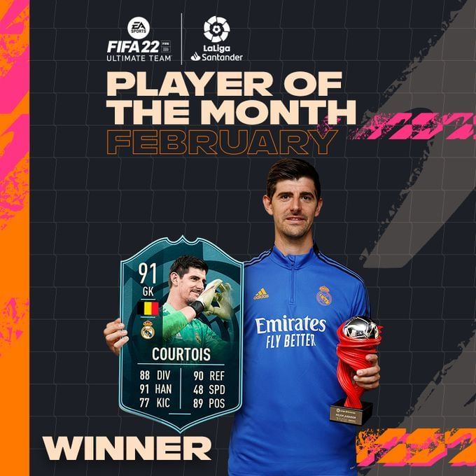 FIFA 22 Ultimate Team SBC: Thibaut Courtois POTM card