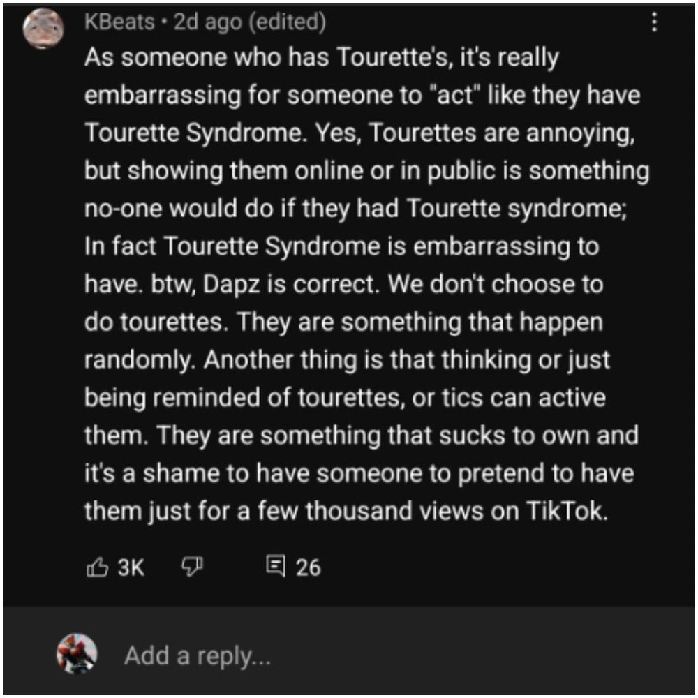 Twitch streamer calls out TikToker for faking Tourette's