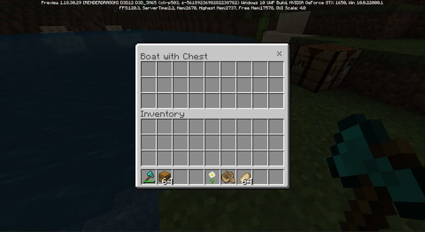 Boat with chest in Minecraft Bedrock Edition beta 1.18.30.29: How to ...