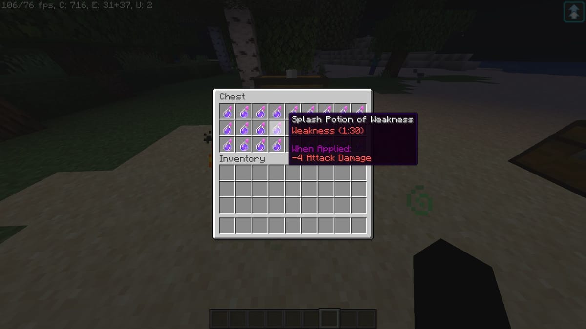 How to use a Splash Potion of Weakness in Minecraft
