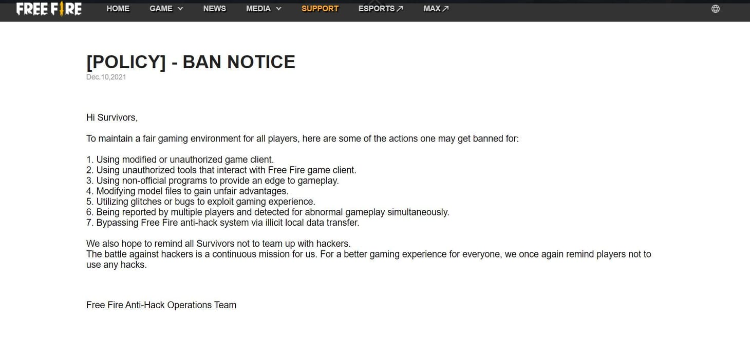 Free Fire account ban: What to do, reason, and more revealed