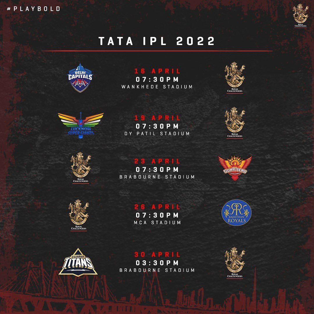 IPL Match Schedule 2022 & Time Table