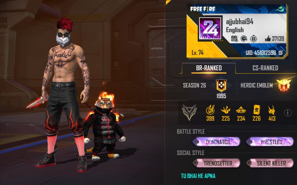 Ajjubhai FF profile, name, bundles, Free Fire stats, and more