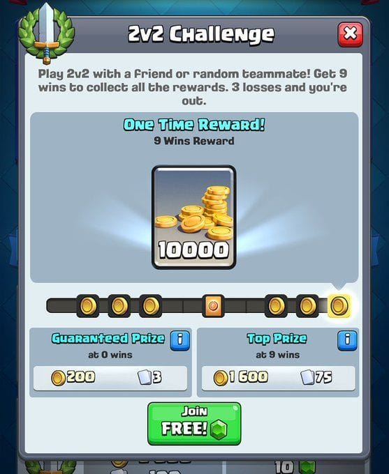 What is the new 2v2 Challenge in Clash Royale?