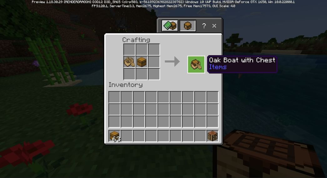 Boat with chest in Minecraft Bedrock Edition beta 1.18.30.29: How to ...