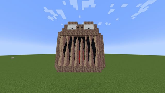 Minecraft player makes a monster head in-game